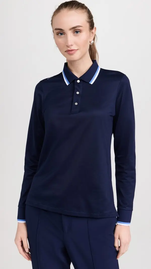 Rlx Ralph Lauren Long Sleeve Polo - Navy Multi | Editorialist